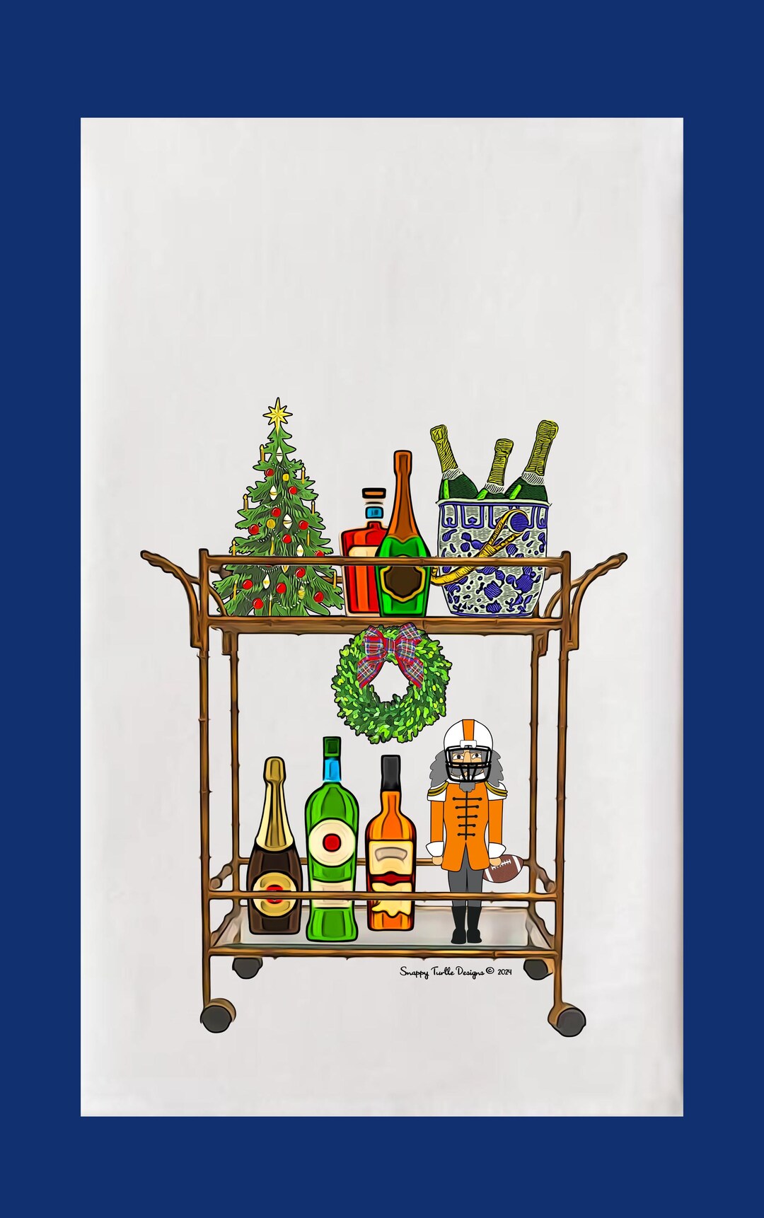 Orange Football Player Nutcracker Christmas Chinoiserie Bar Cart Tea ...