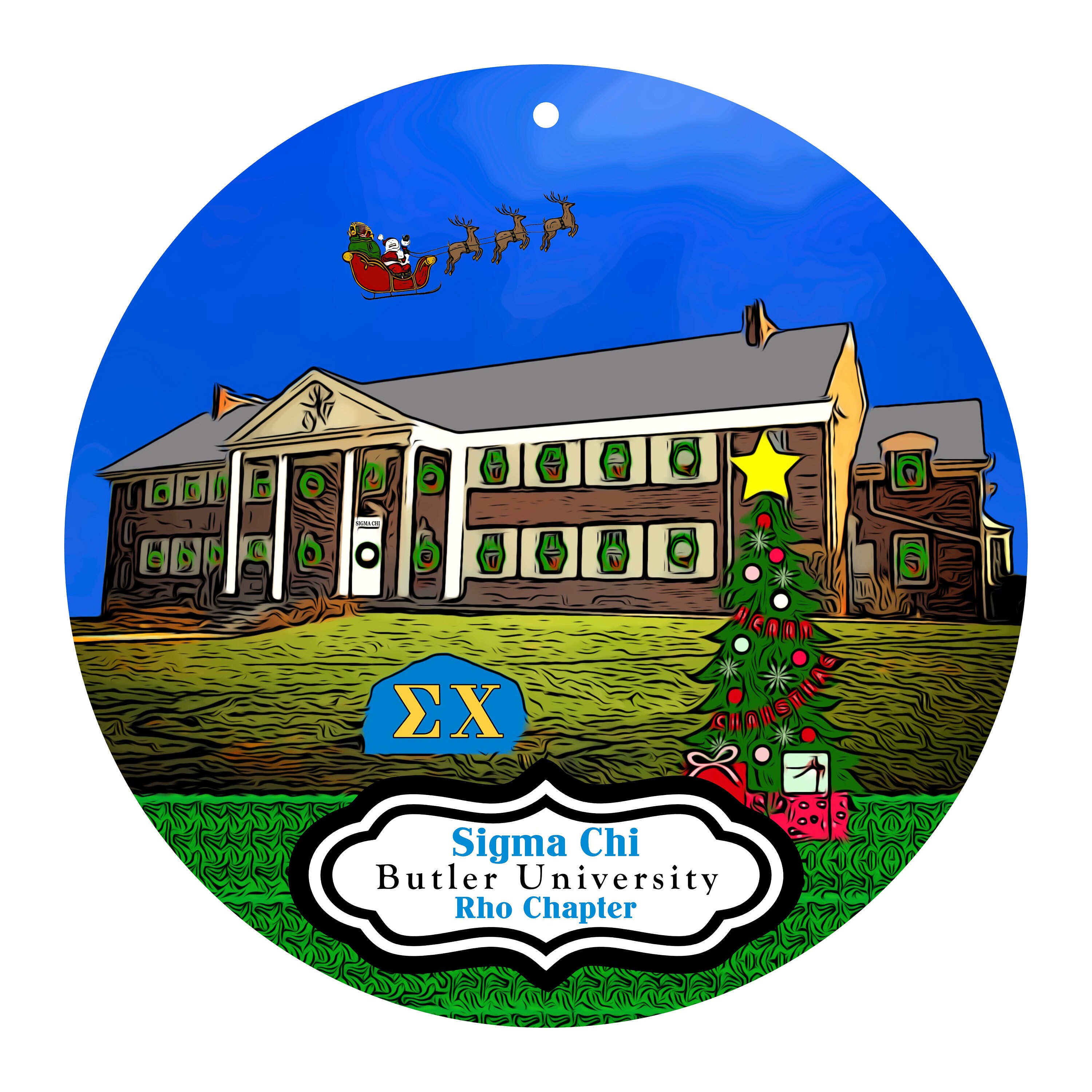 Sigma Chi Fraternity House at Butler University Christmas Ornament ...