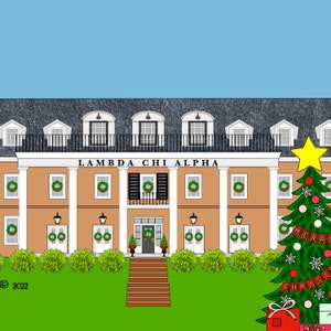 Lambda Chi Alpha Fraternity House at the University of Arkansas Christmas Ornaments and Print ...