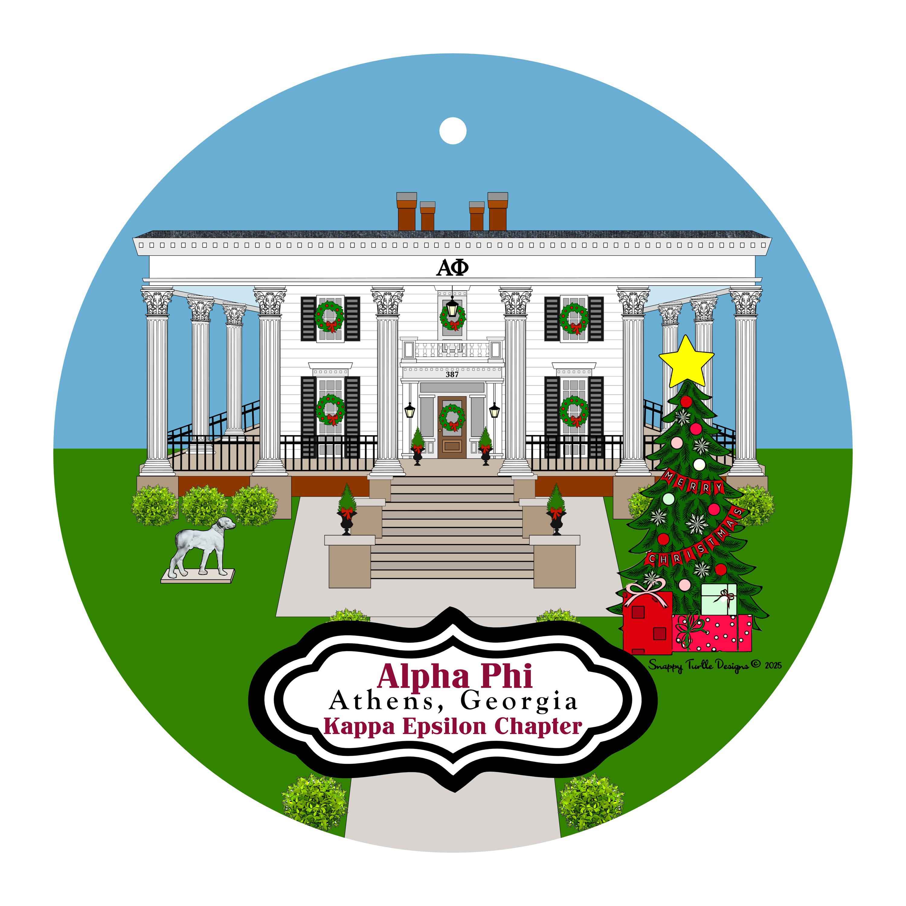 Alpha Phi Sorority House in Athens, Georgia Christmas Ornament - Kappa ...