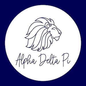 Alpha Delta Pi Stickers Featuring Alphie the Lion - Round ΑΔΠ Stickers ...