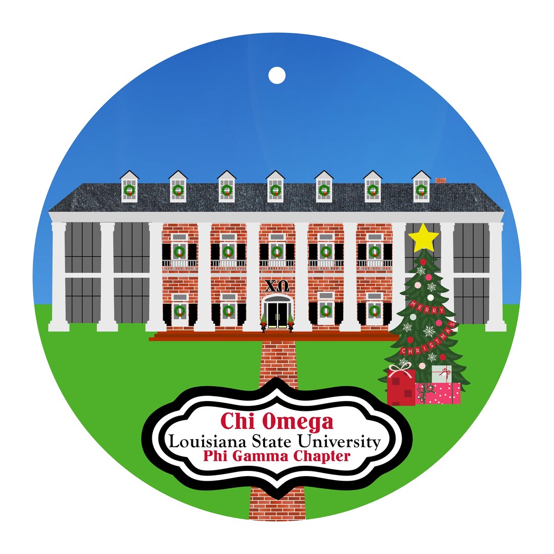 Chi Omega Sorority House at LSU Christmas Ornament- Phi Gamma Chapter ...