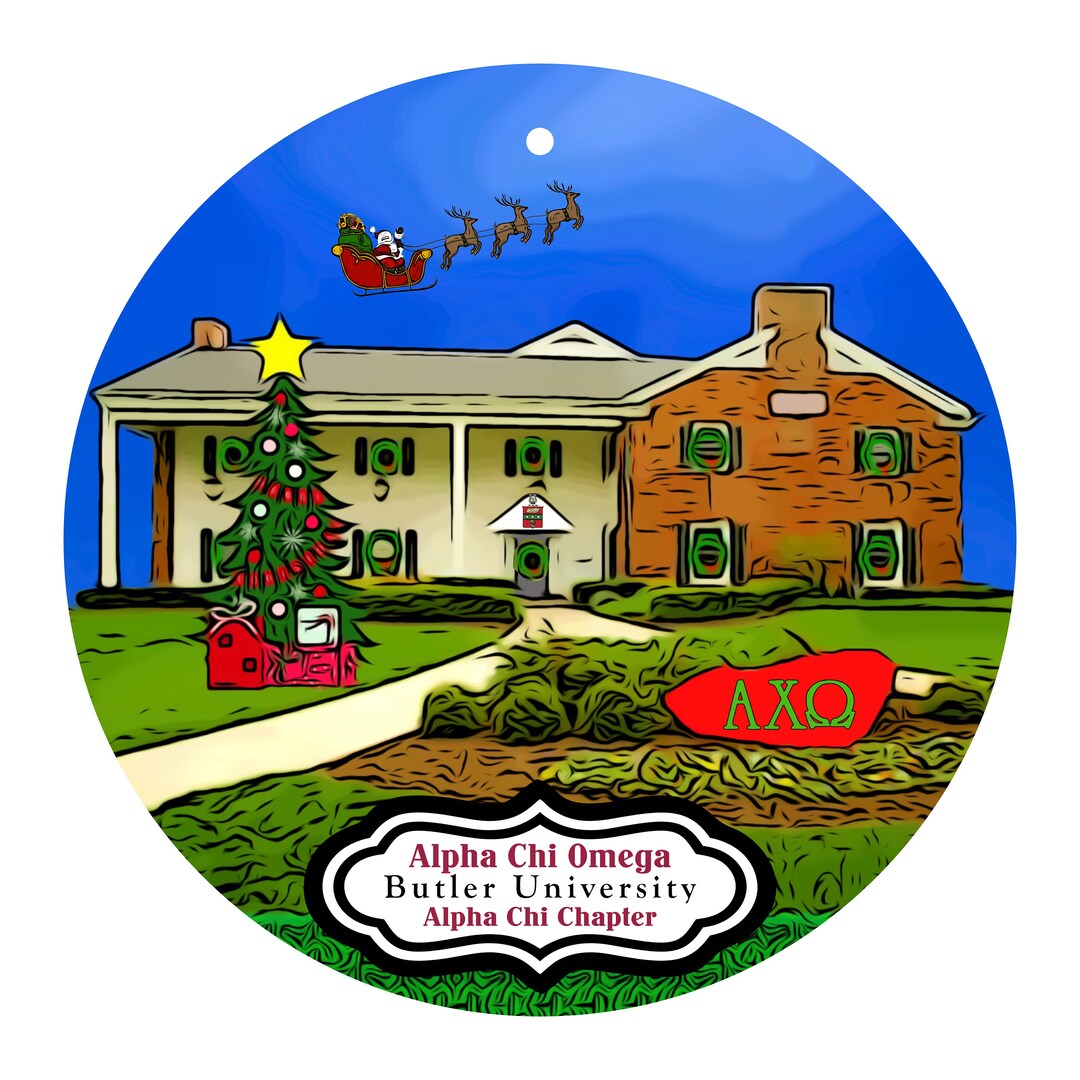 Alpha Chi Omega Sorority House at Butler University Christmas Ornament ...