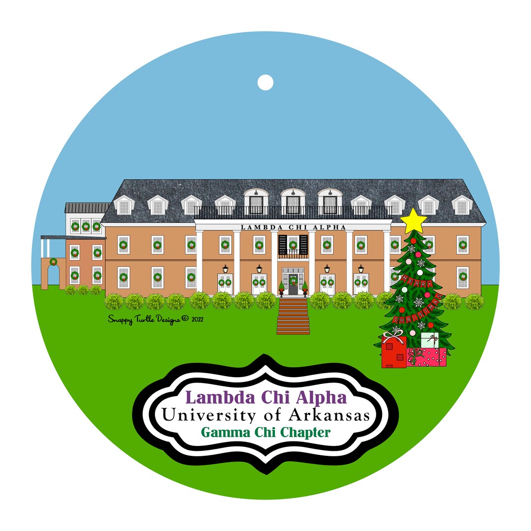 Lambda Chi Alpha Fraternity House at the University of Arkansas Christmas Ornaments and Print ...