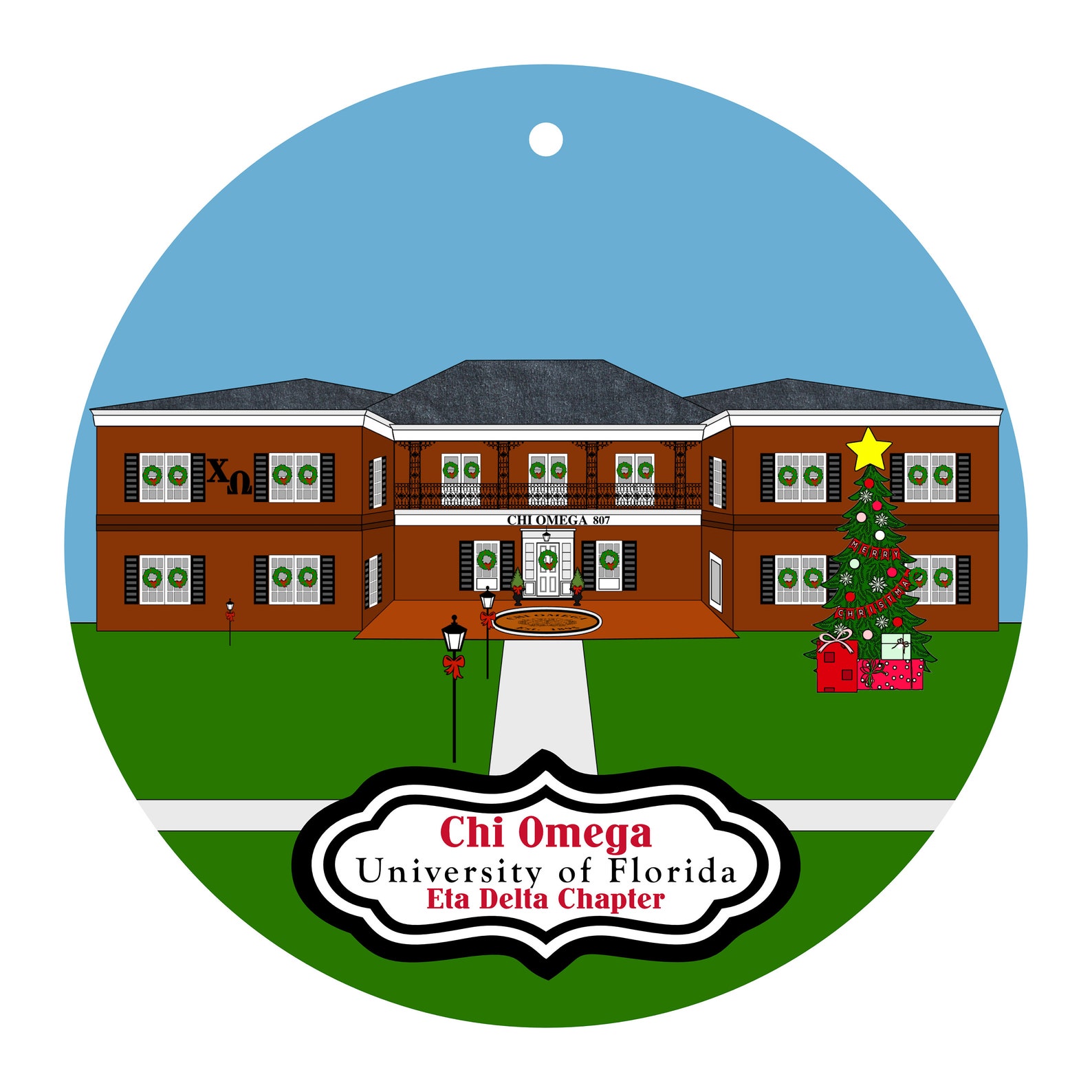 Chi Omega Sorority House at the University of Florida Christmas ...