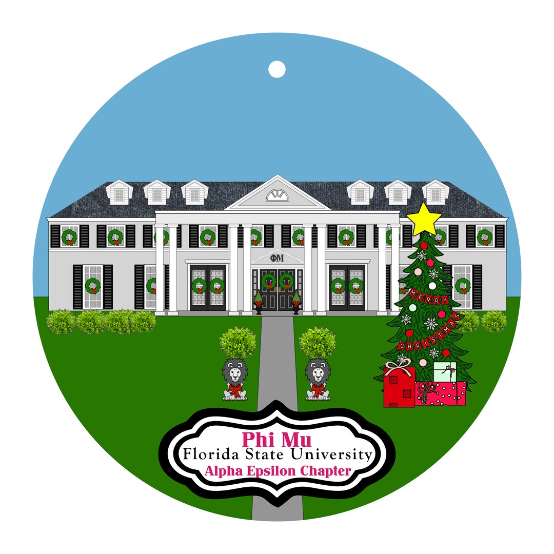 Phi Mu Sorority House at Florida State University Christmas Ornament ...