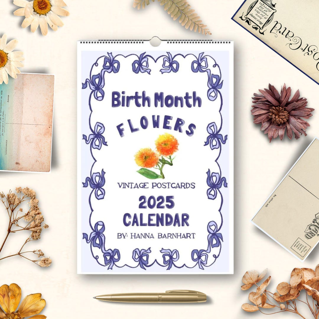 2025 Wall Calendar Hand-painted Watercolor Birth Month Flowers | Large ...