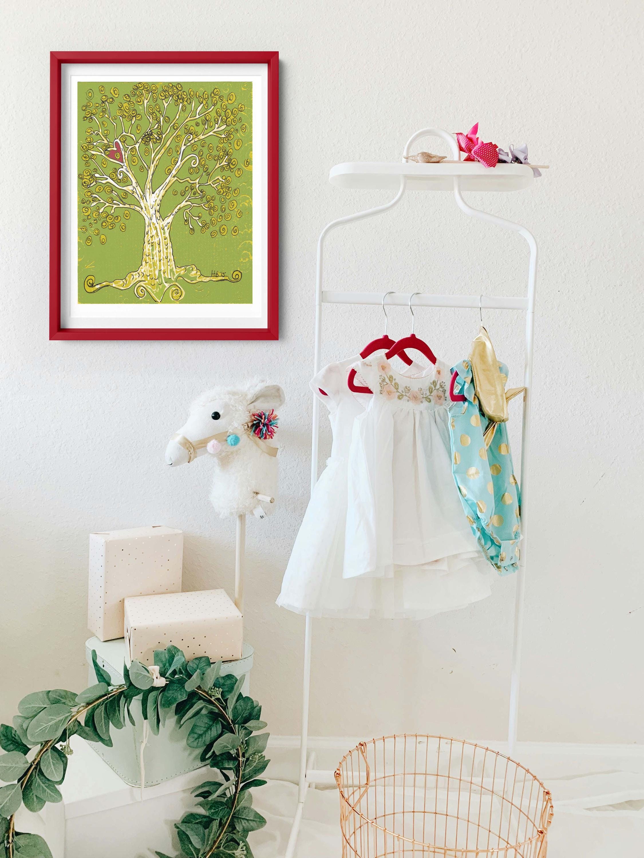 The Giving Tree Watercolor Print: Personalized Tree of Life Green ...