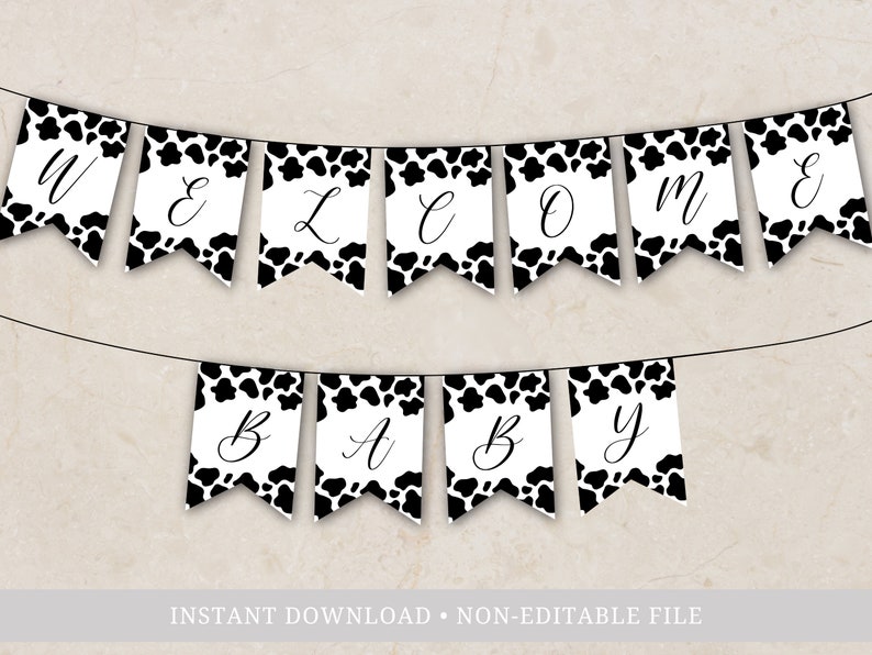 Cow Print Party Banner: Custom Farm Garland (digital Download) - Etsy