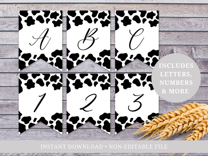 Farm Theme Custom Garland, Cow Printable Birthday Party Banner ...