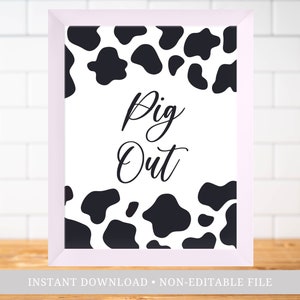 Pig Out Cow Print Party Supplies, Farm Theme Birthday, Rustic Farm Baby ...