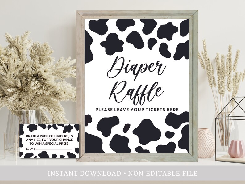 Cow Print Diaper Raffle Sign: Farm Baby Shower (PDF) - Etsy