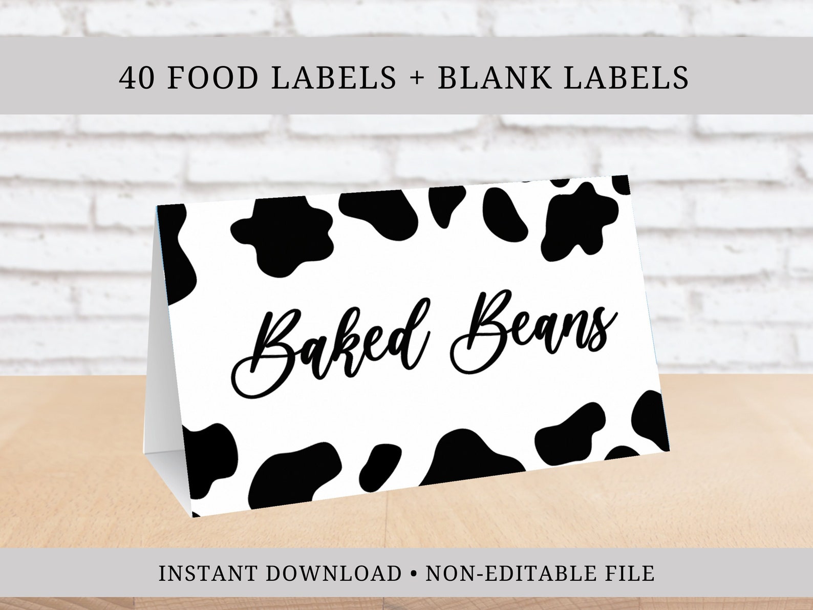 Cow Print Food Cards, Food Labels for Picnic, Farm Birthday Food Tents ...