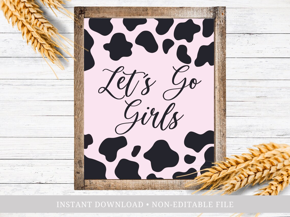 Let's Go Girls Cow Sign Bachelorette Pink Cow Theme - Etsy