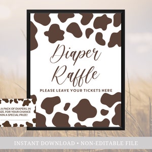 Diaper Raffle Brown Cow Baby Shower Supplies, Farm Theme Baby Shower ...