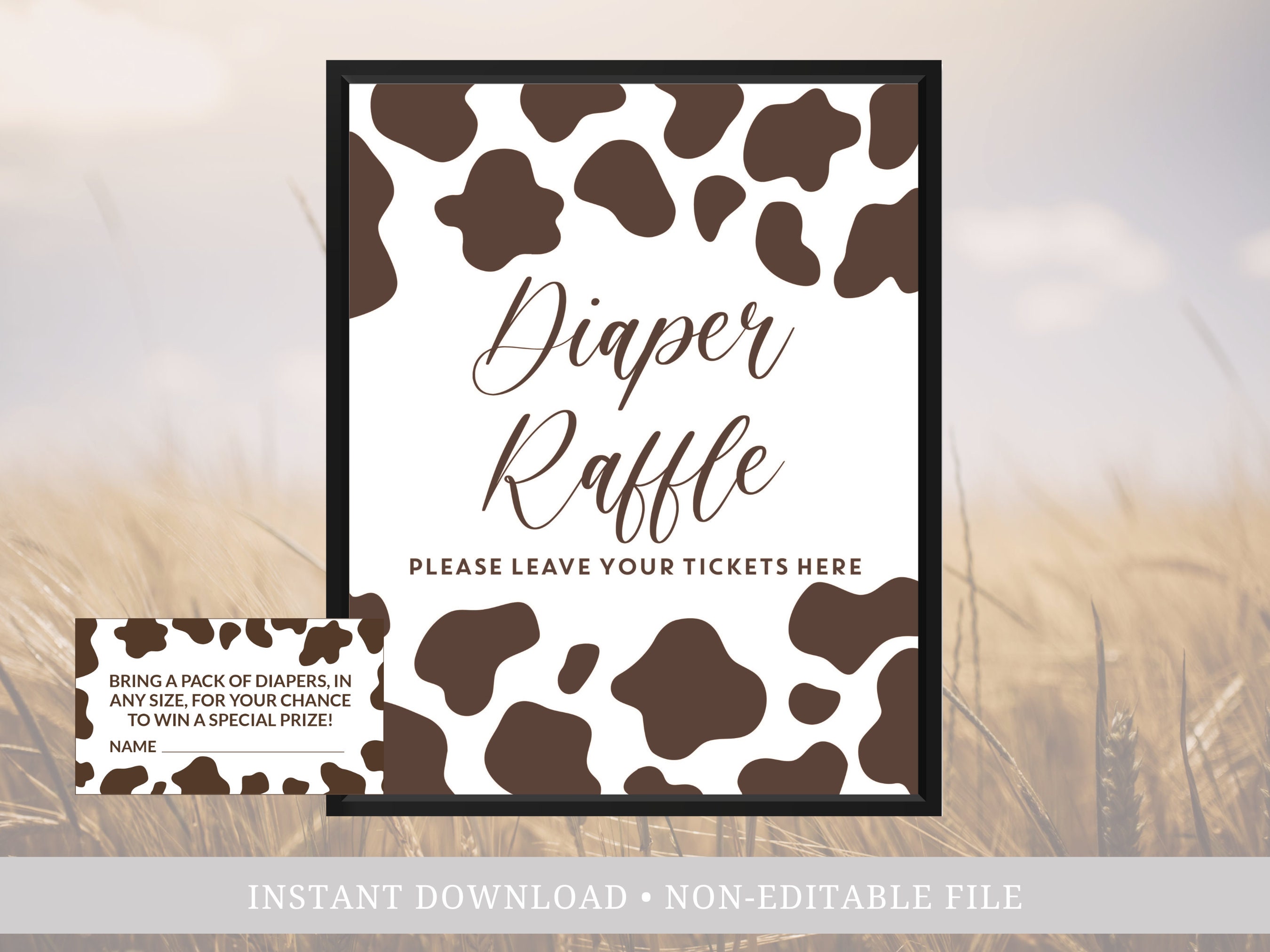 Diaper Raffle Brown Cow Baby Shower Supplies, Farm Theme Baby Shower ...