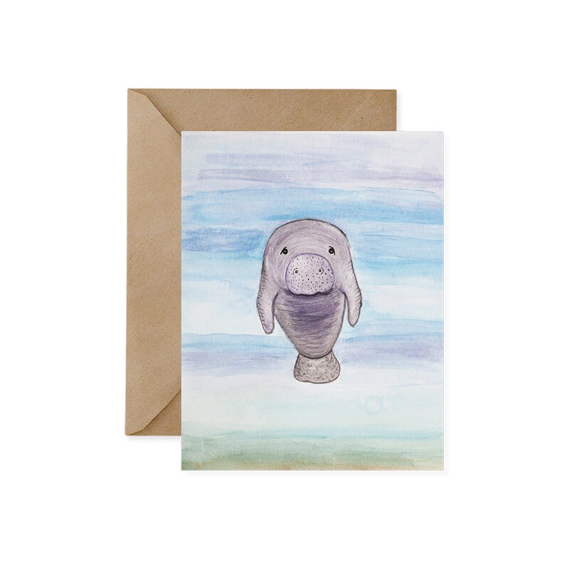 Florida Manatee Card / Original Ecofriendly Manatees - Etsy