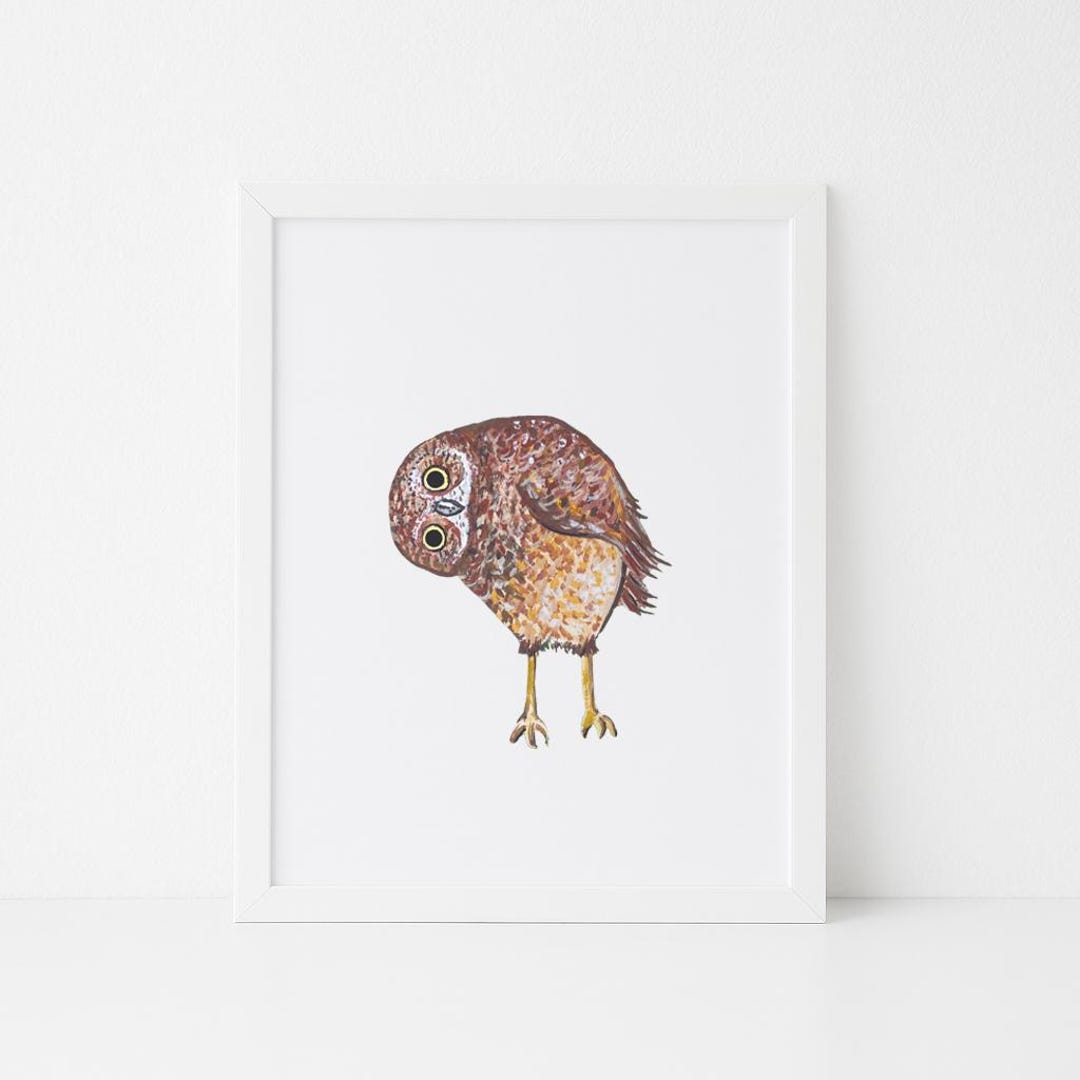 Burrowing Owl Art Print: Eco-friendly Wildlife Illustration - Etsy