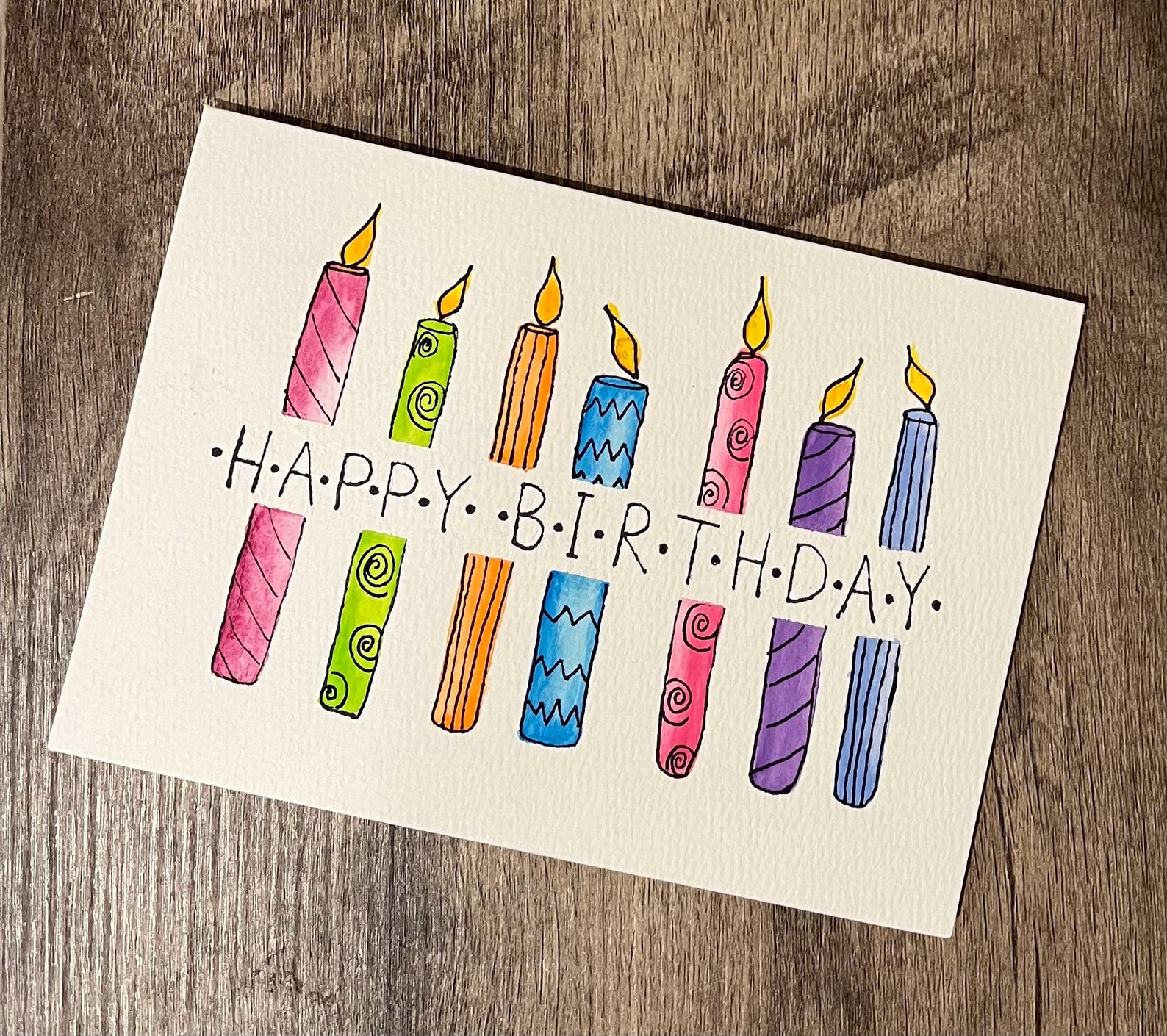 Colorful Birthday Design | Unique, Hand-painted | Watercolor 5x7" Cards ...