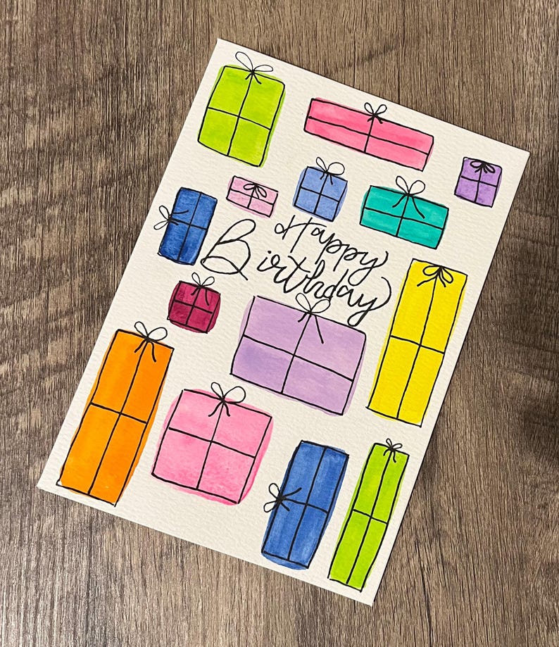 Colorful Birthday Design | Unique, Hand-painted | Watercolor 5x7" Cards ...