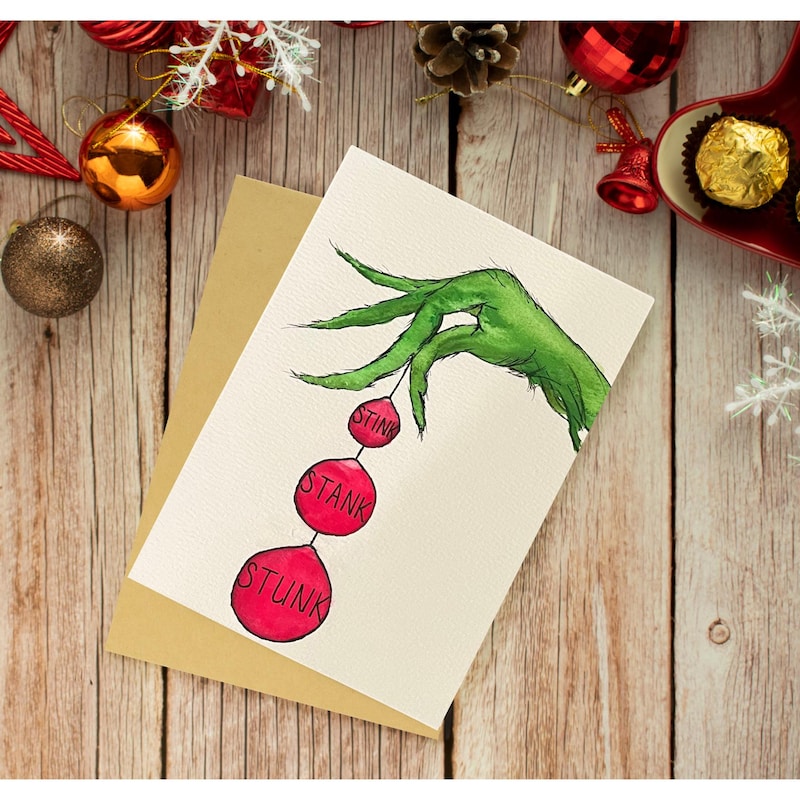 Grinch Christmas Card - Etsy