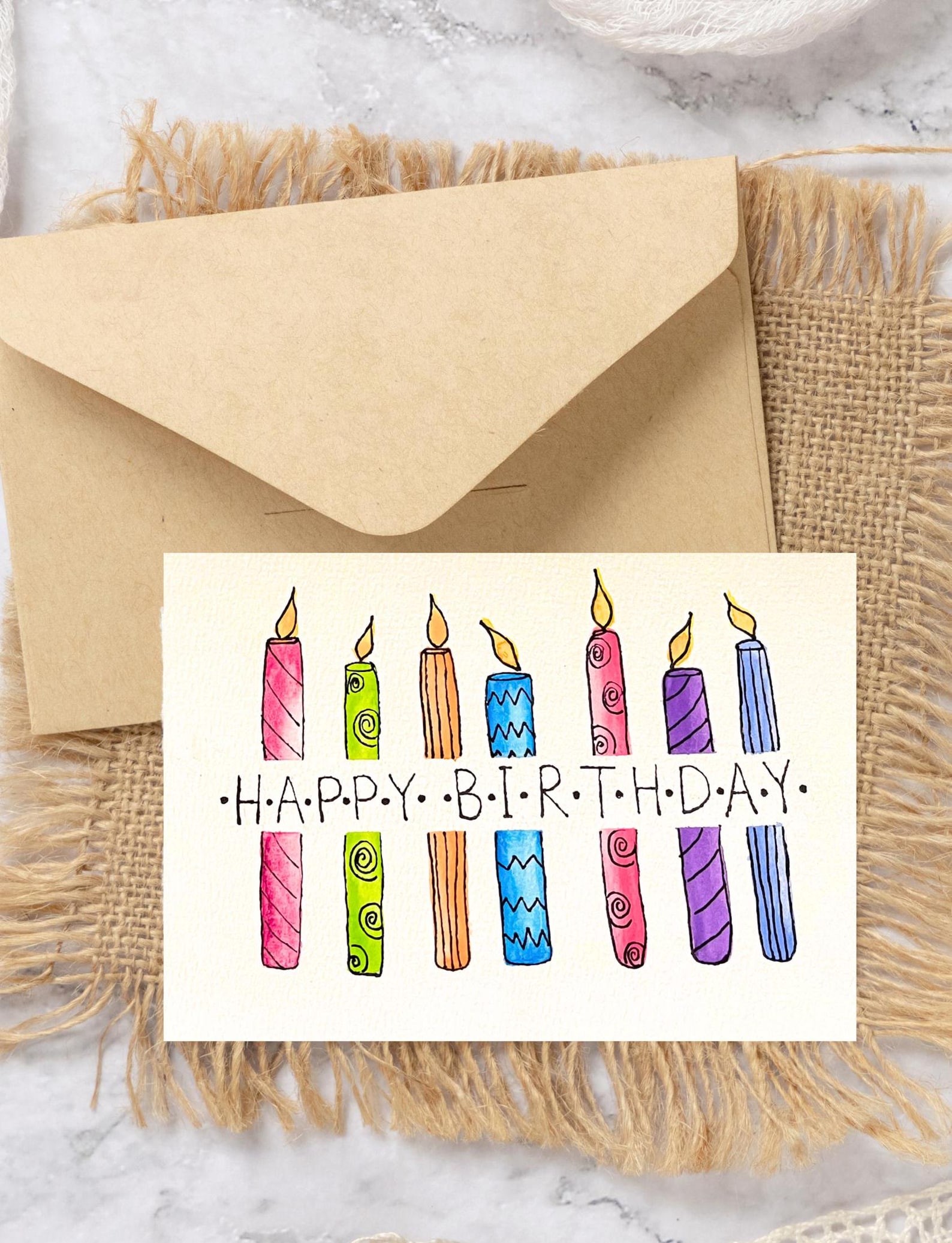 Colorful Birthday Design | Unique, Hand-painted | Watercolor 5x7" Cards ...