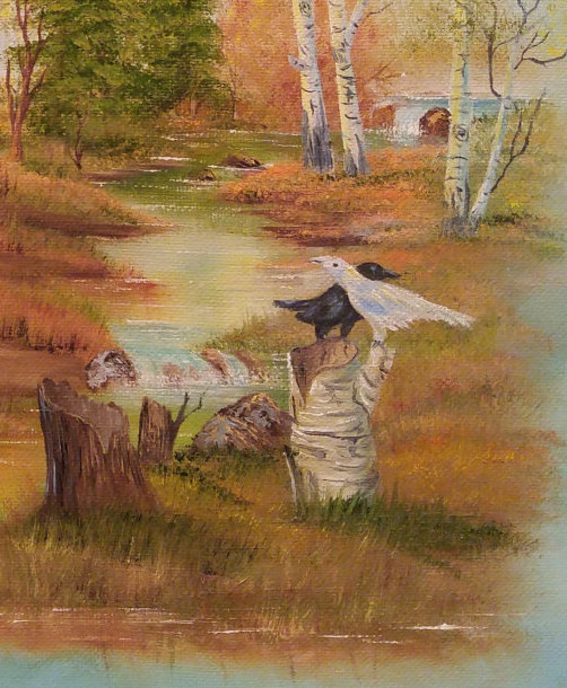 PRINT Native American Cherokee Camp Landscape / Autumn Forest Landscape ...