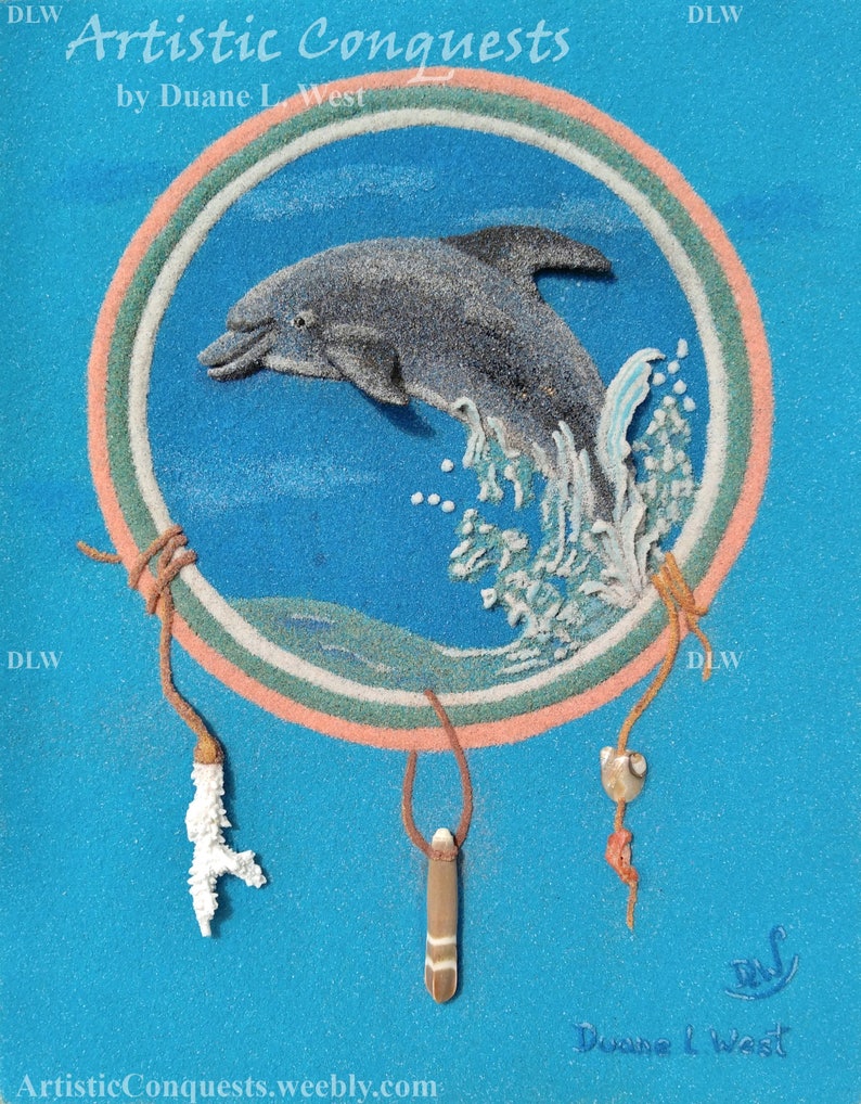 Sand Sculpture Painting Jumping Dolphin Native American - Etsy