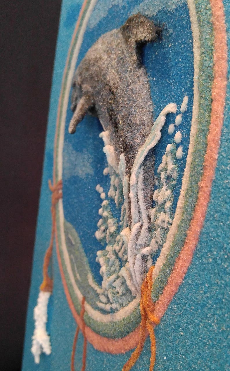 Sand Sculpture Painting Jumping Dolphin Native American - Etsy