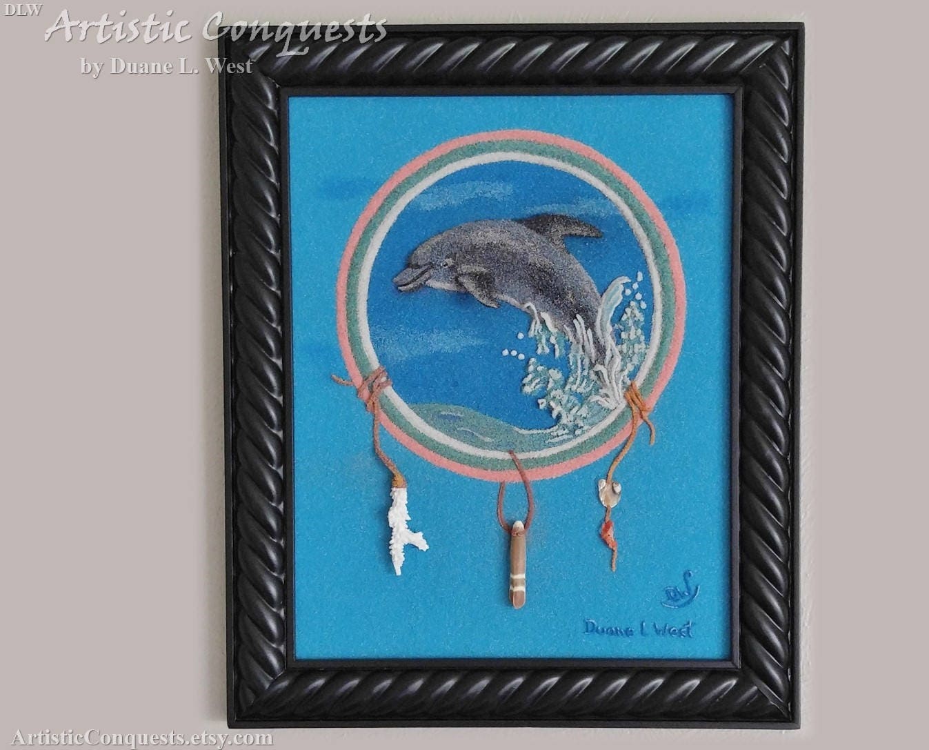 Sand Sculpture Painting Jumping Dolphin Native American | Etsy