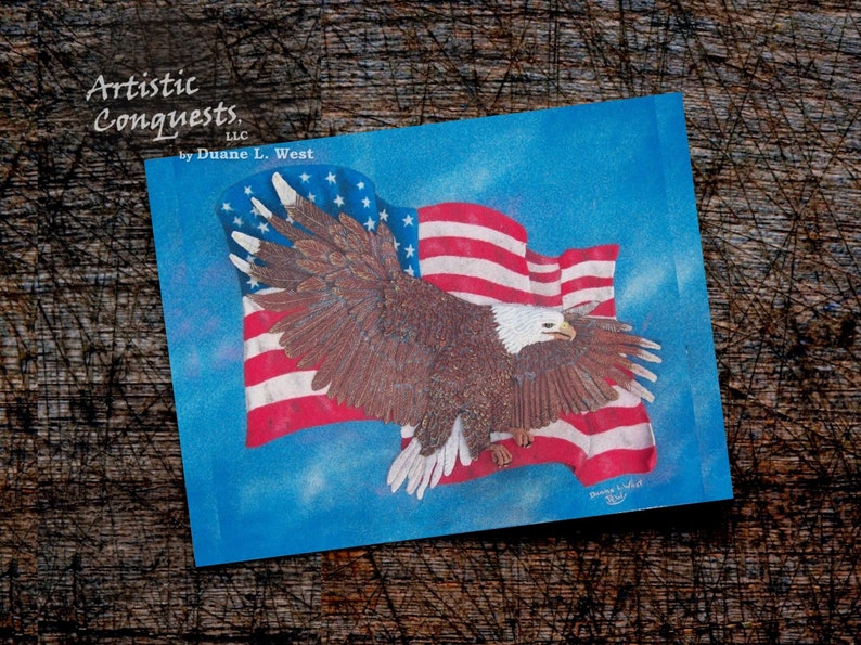 Personalized GREETING CARD, INVITATION Patriotic Bald Eagle, American ...