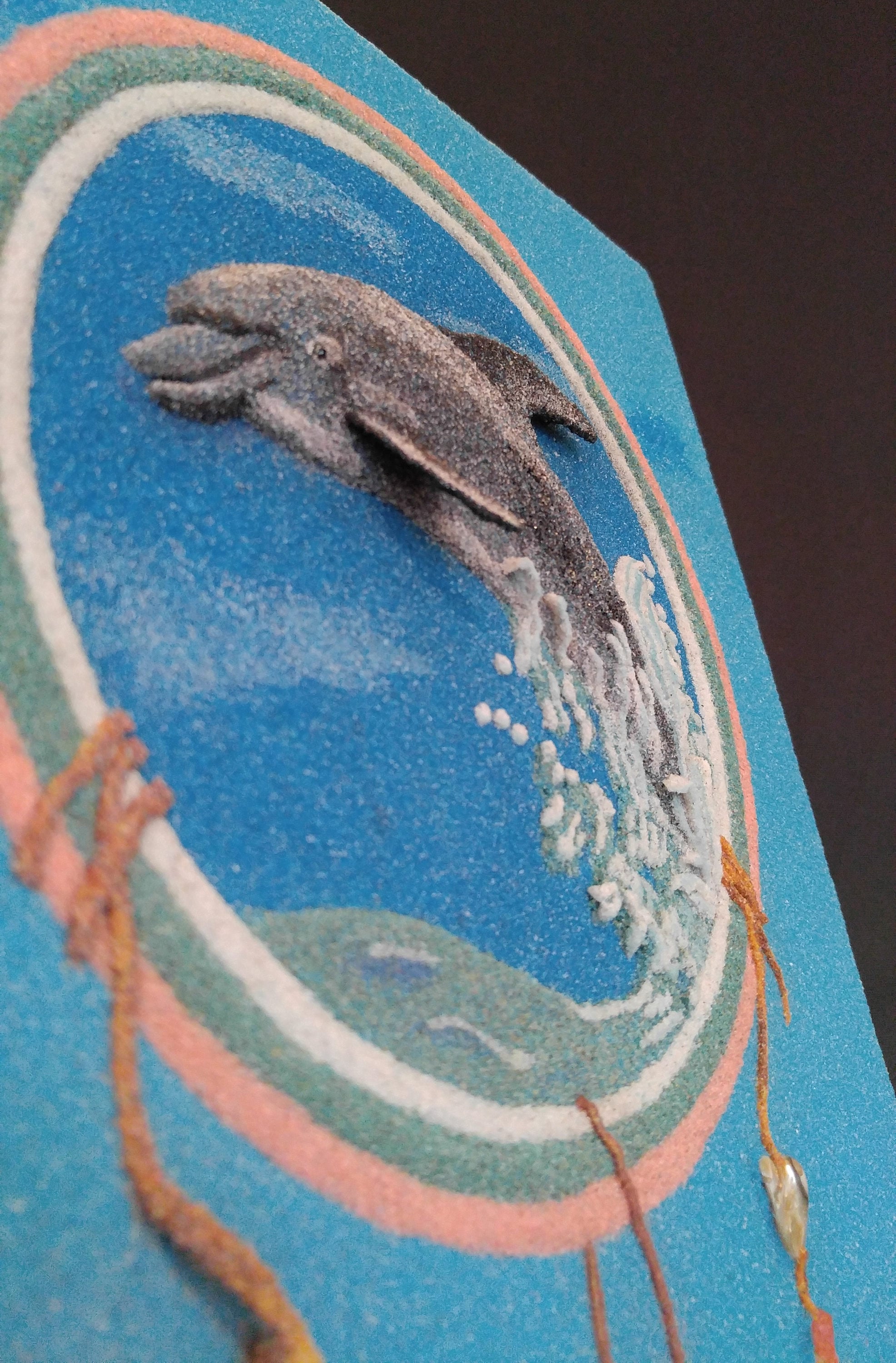 Sand Sculpture Painting Jumping Dolphin Native American | Etsy