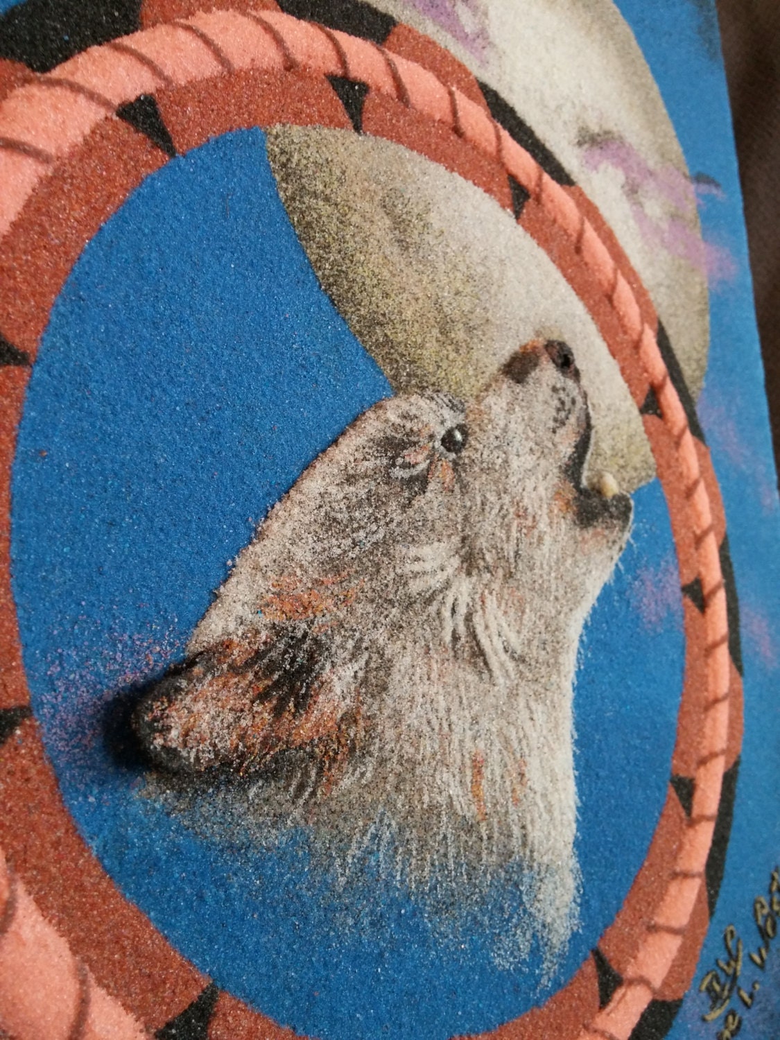 Sand Sculpture Painting Howling Wolf / Native American - Etsy