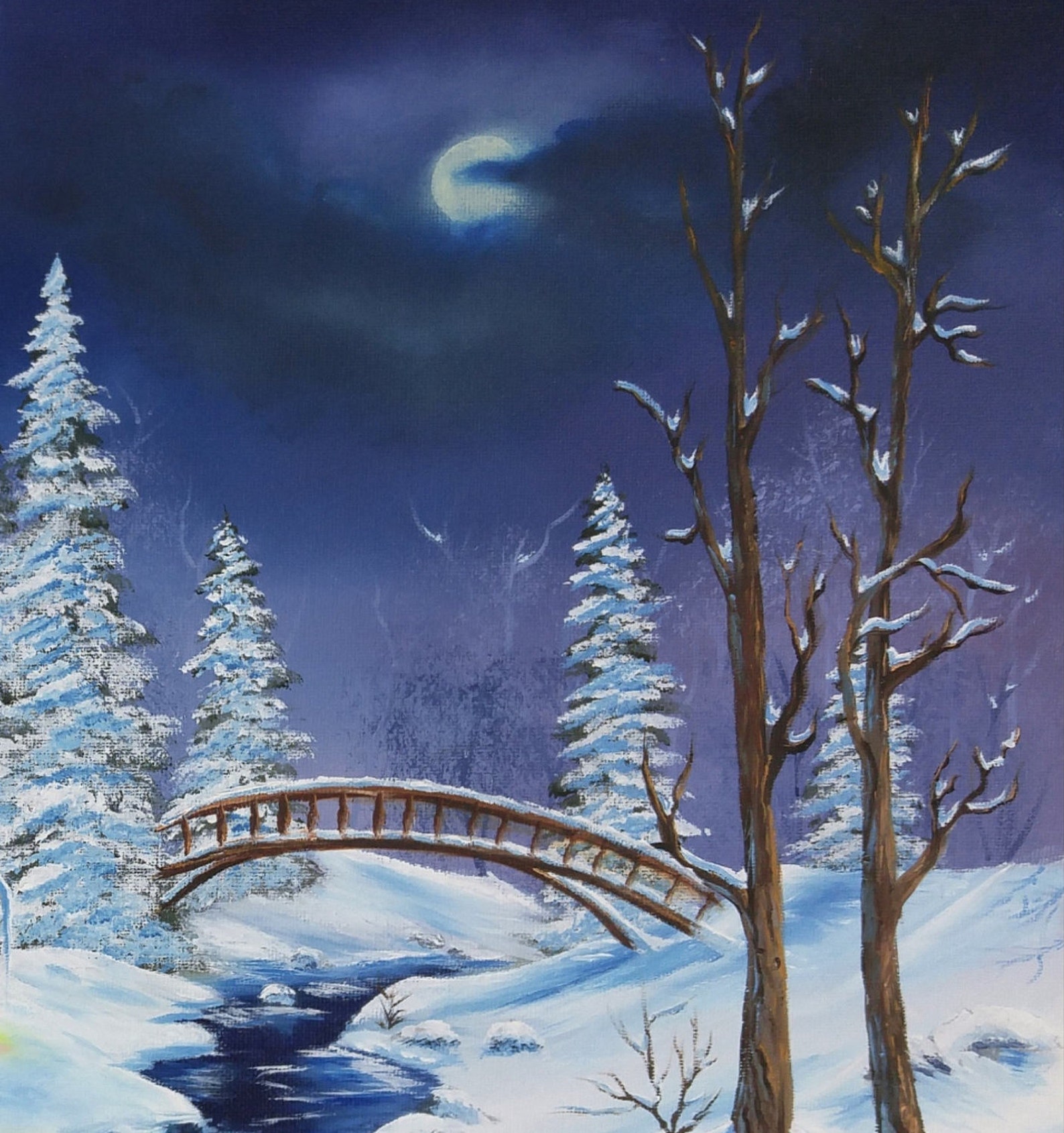 Rustic Winter Barn Night Landscape Fine Art Print / Ranch, Farm Art ...