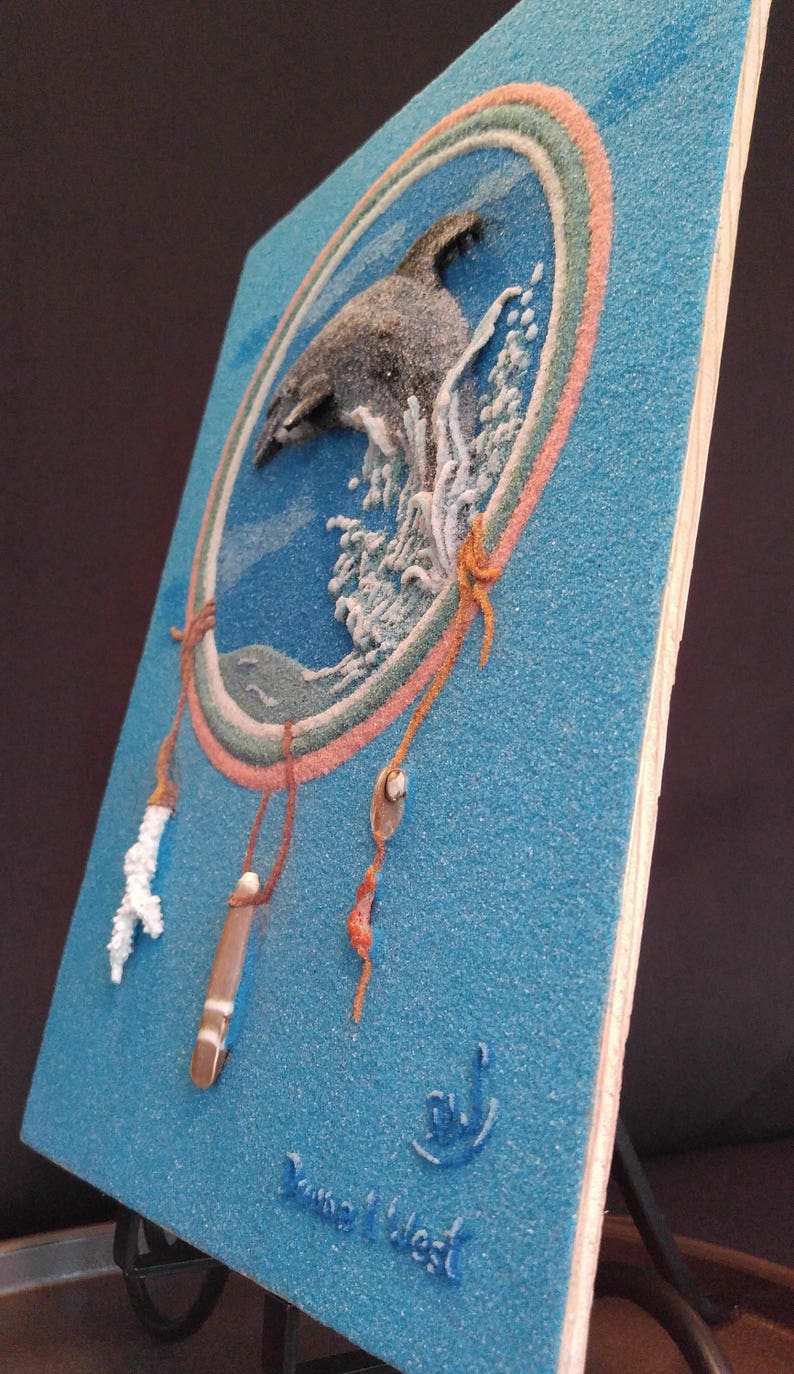 Sand Sculpture Painting Jumping Dolphin Native American - Etsy