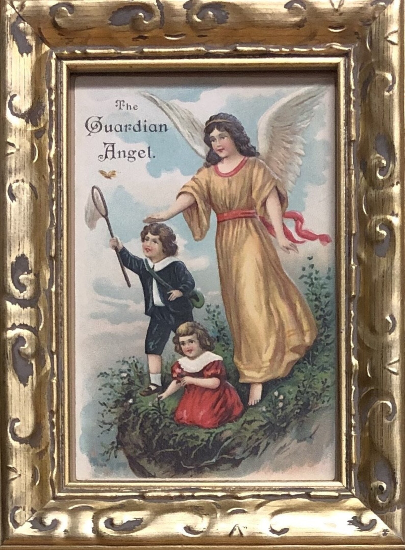 Guardian Angel falling Over a Cliff Framed Vintage - Etsy