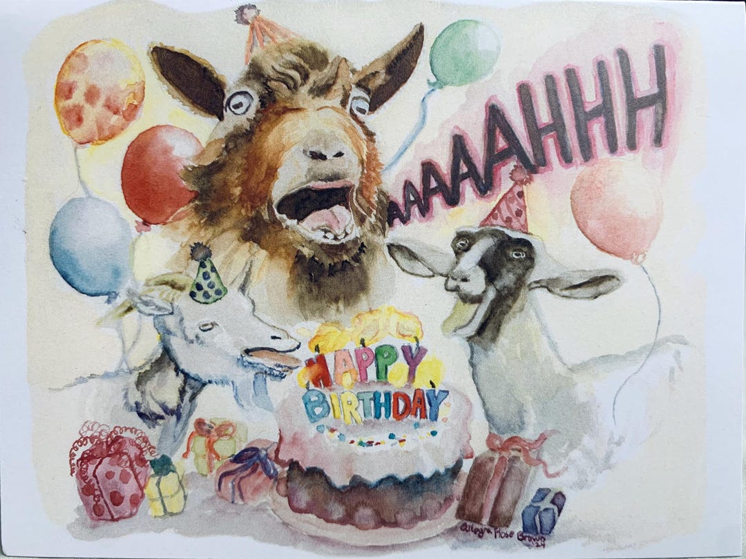 Funny Goat Birthday Card, Screaming Goat Birthday Greeting Card - Etsy