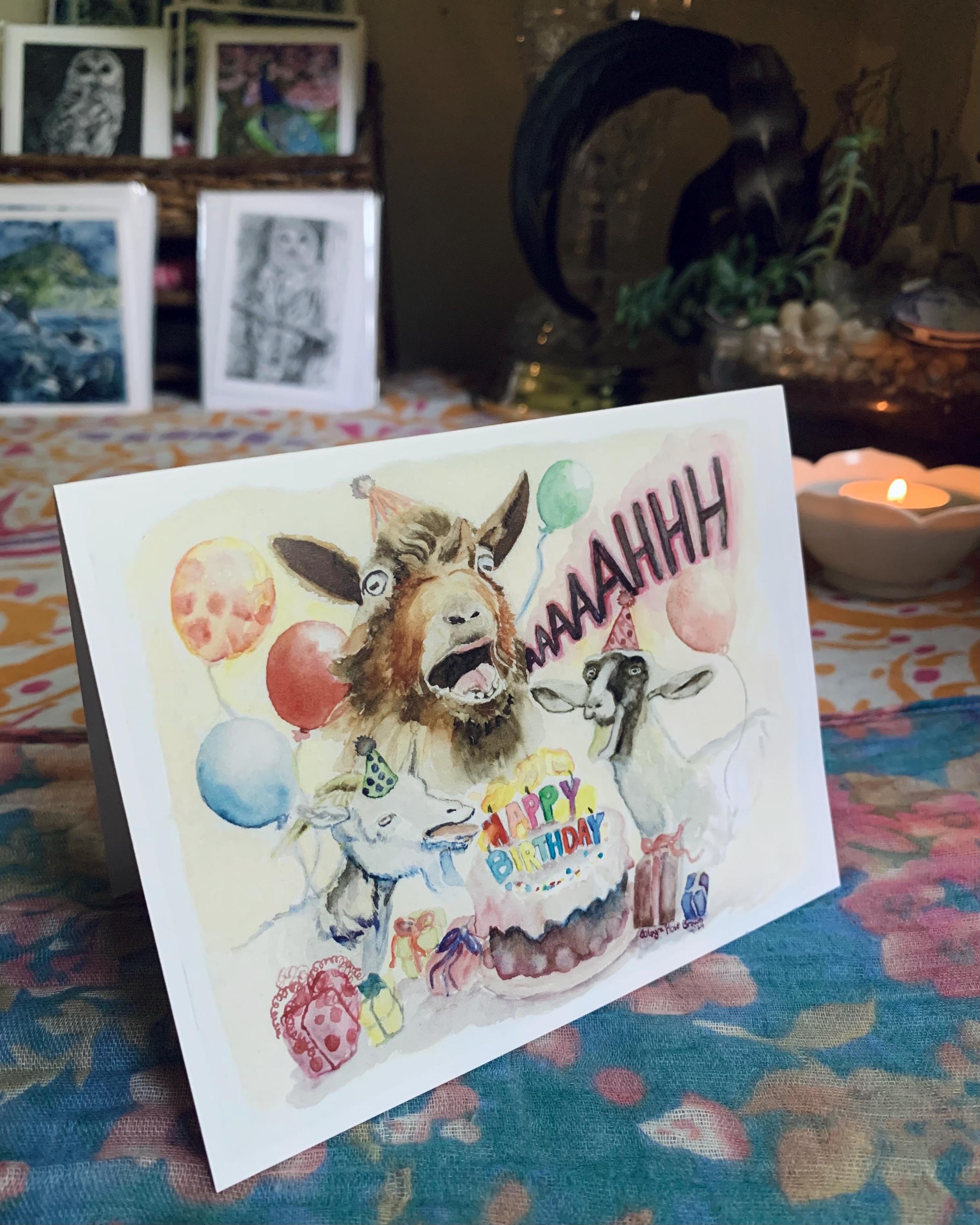 Funny Goat Birthday Card Set of 3, Screaming Goat Birthday Greeting ...