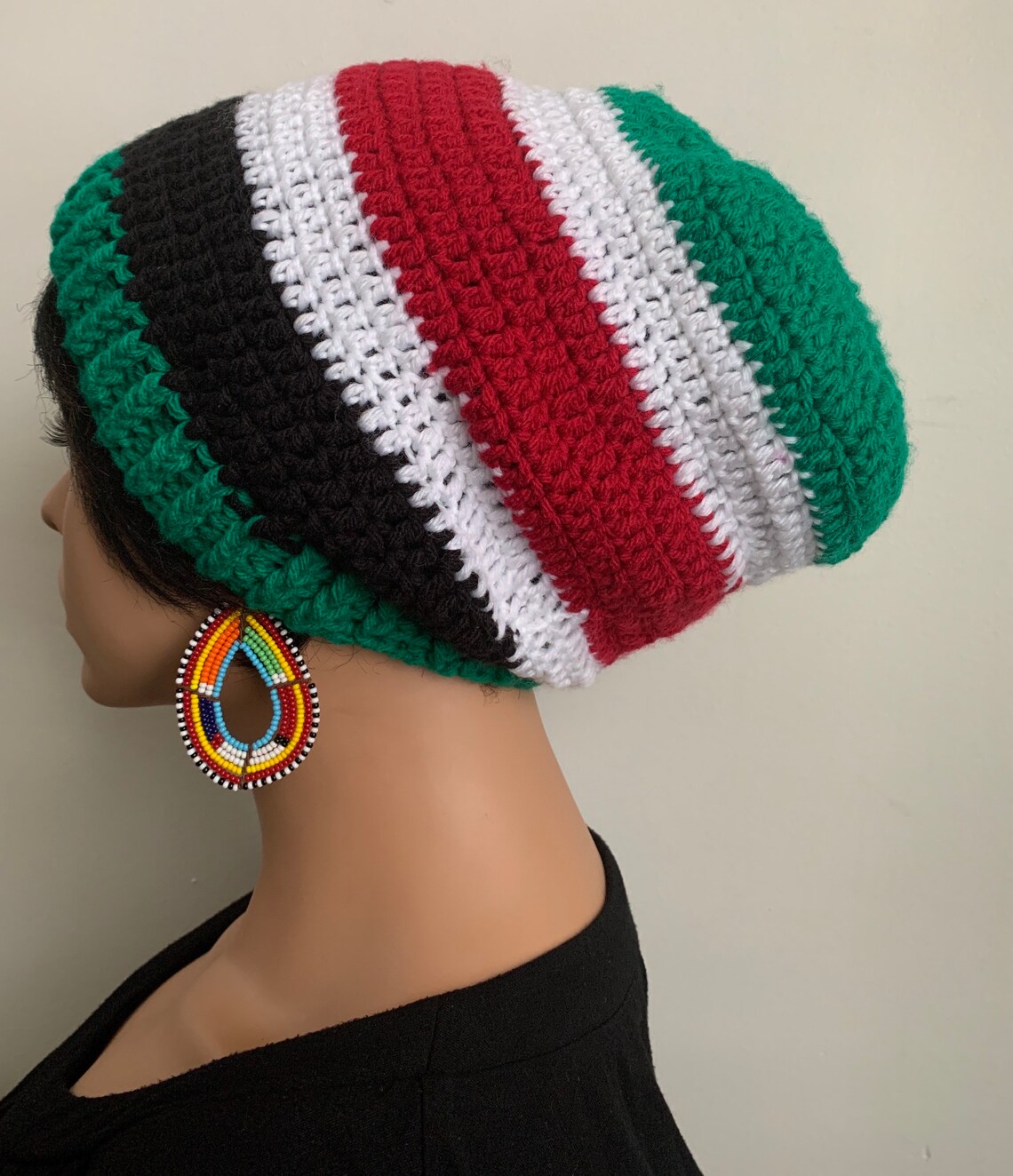Pan African Flag/colored Hats/beanies/unisex/ Crochet/ Kenya - Etsy