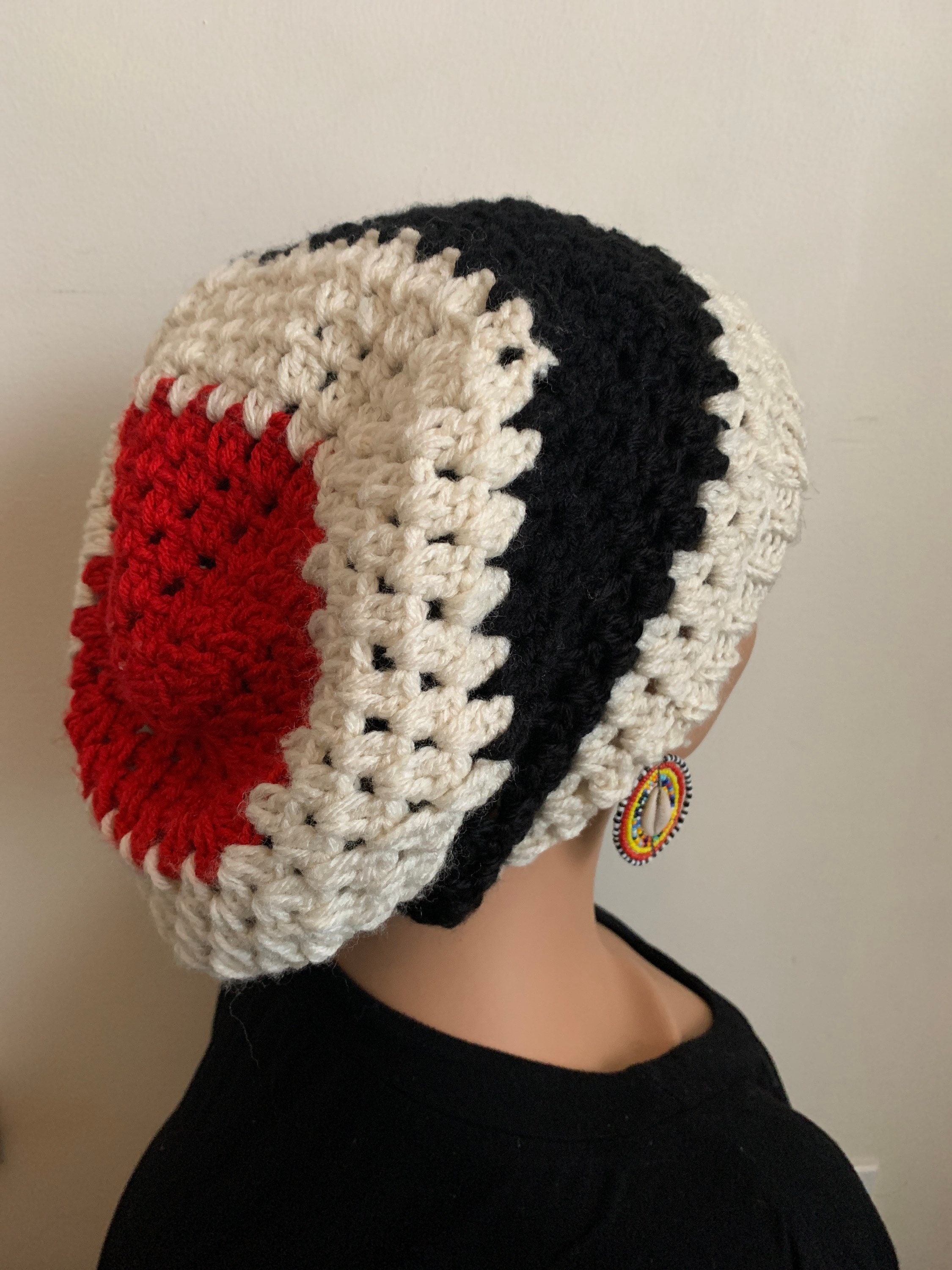 Pan African Beanie/ Crochet/ Beanie/hats/ Slouchy/ Pan-african Flag ...