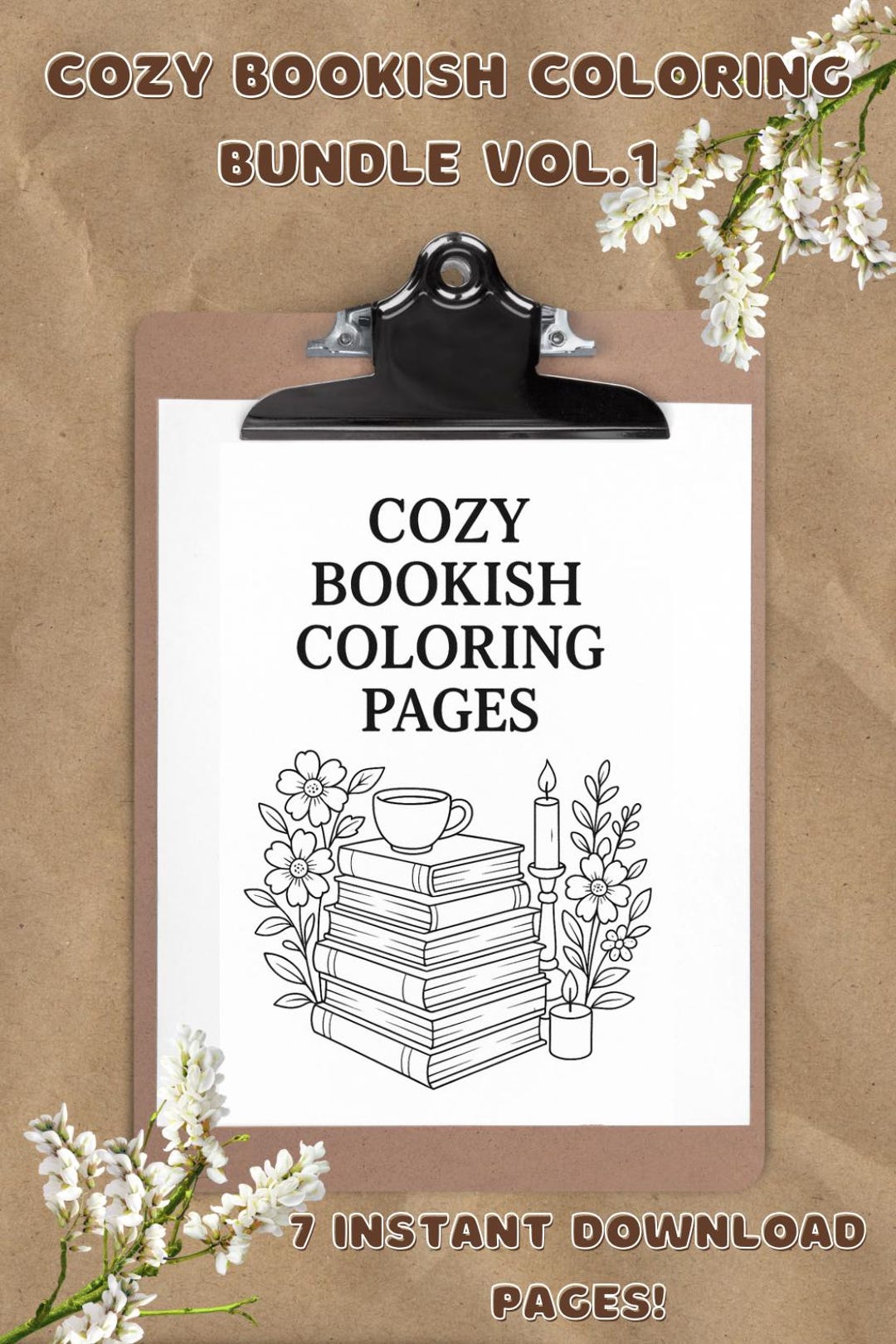 Cozy Bookish Coloring Pages Bundle | Printable Coloring Book for Adults ...