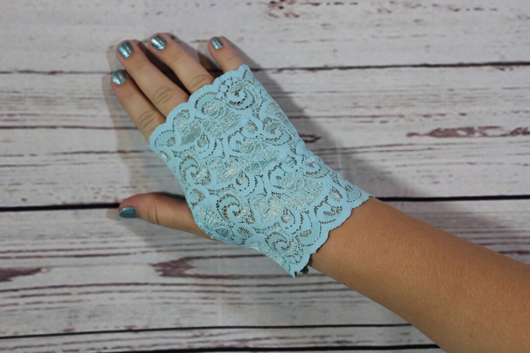 Girl Turquoise Lace Fingerless Gloves, Lace Gloves, Boho Gloves, Lace ...