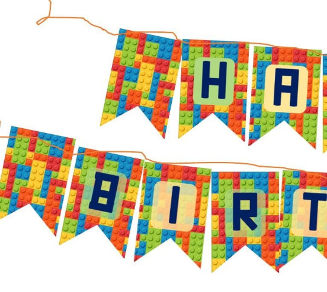 Building Blocks Birthday Themed Banner Kids Party Decoration - Etsy