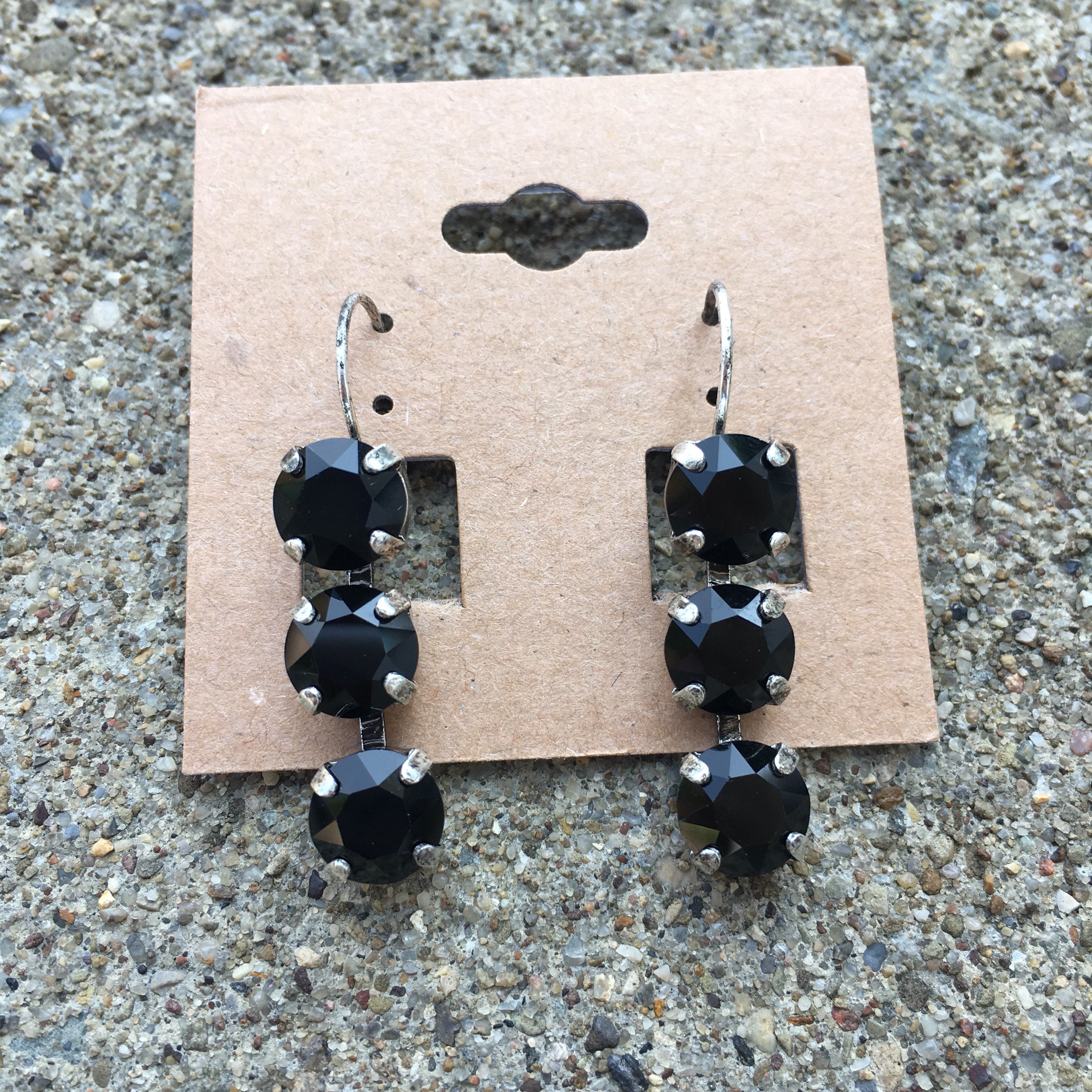 DIVA DANGLE Swarovski 8mm Three-stone Dangle/drop Earrings in Antique ...