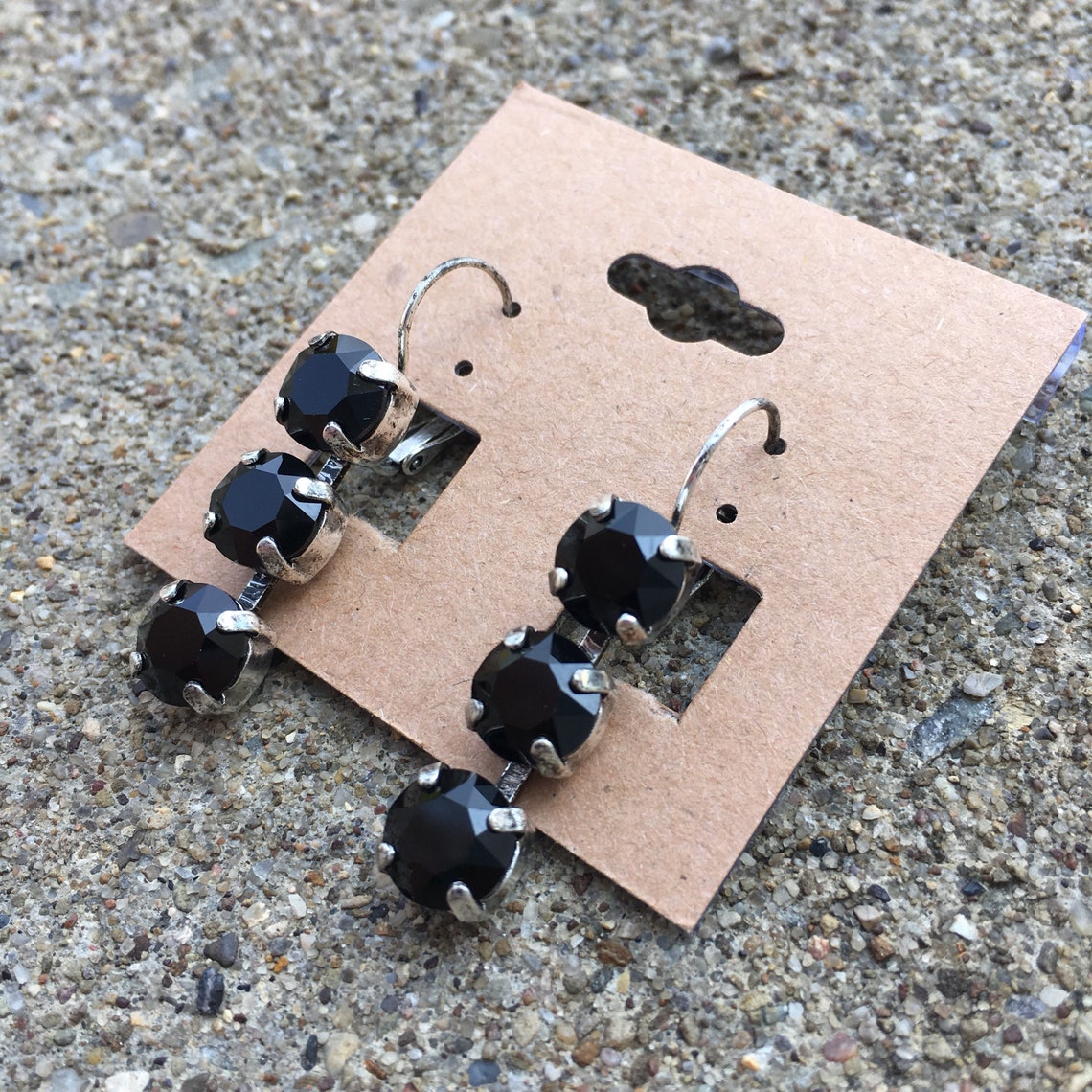 DIVA DANGLE Swarovski 8mm Three-stone Dangle/drop Earrings in Antique ...