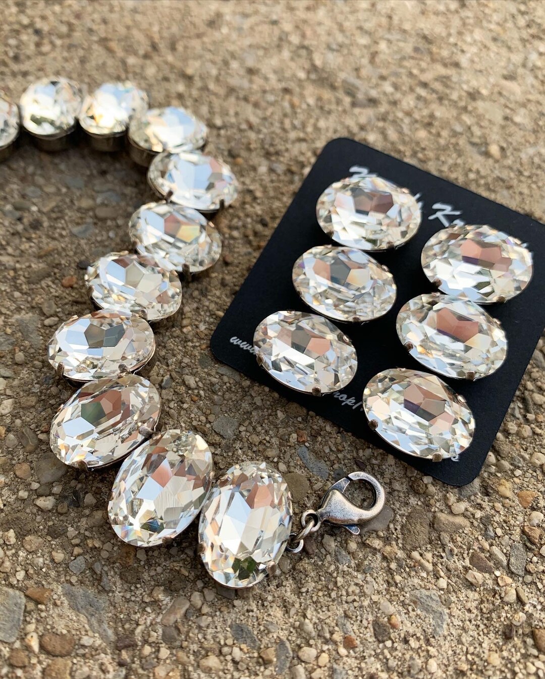 DANGEROUS DIAMONDS Swarovski 18x13mm Oval Shaped Bracelet and Earrings ...