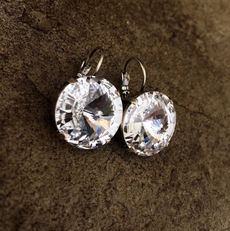BOLD BLING Swarovski Crystal 18mm Drop Earrings in Antique - Etsy