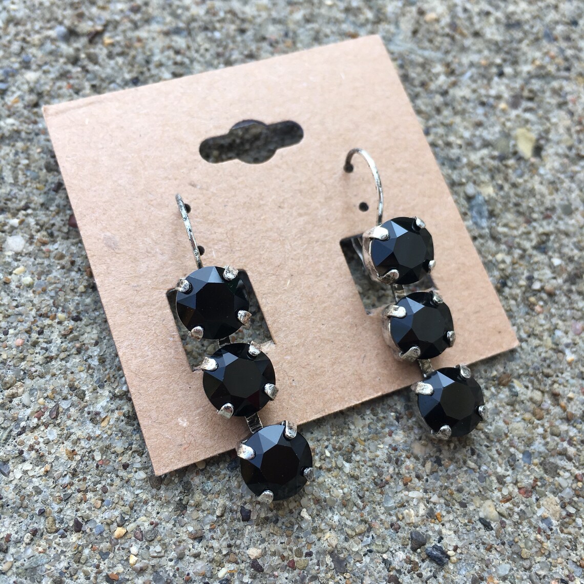 DIVA DANGLE Swarovski 8mm Three-stone Dangle/drop Earrings in Antique ...