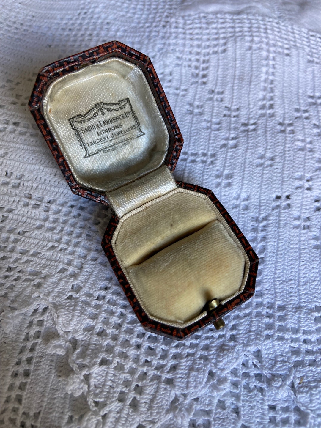 Antique Ring Box Vintage Brown Jewellery Jewelry Case Wedding ...