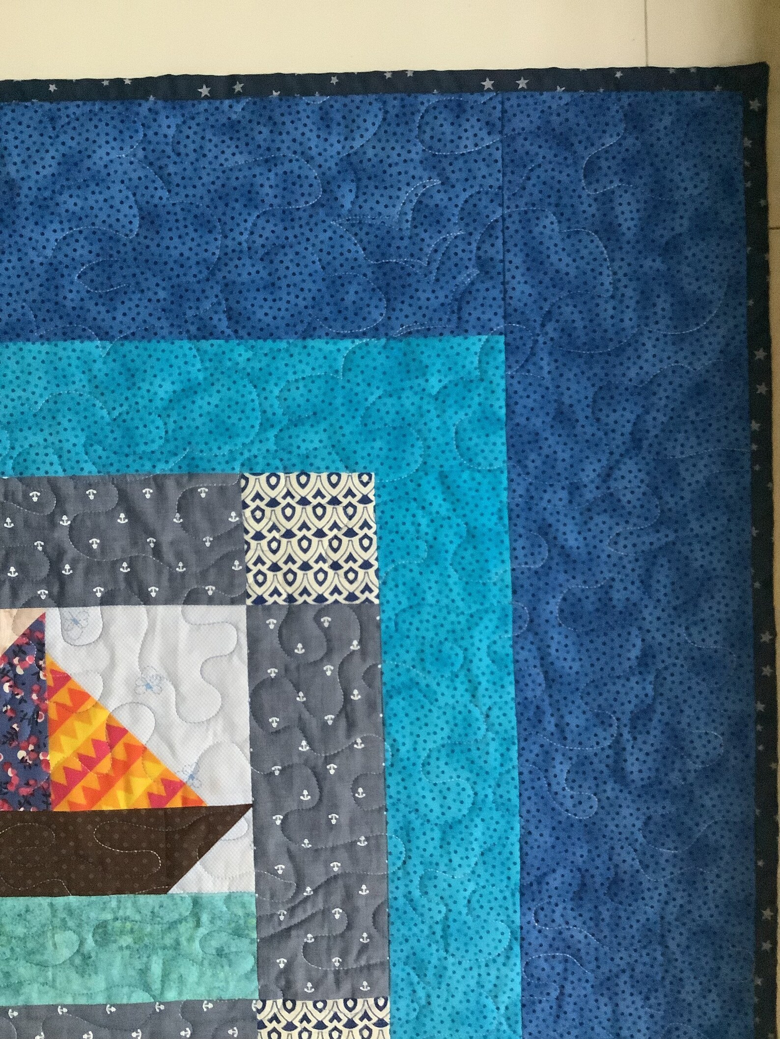 Nautical Theme Quilt Ship Quilt Ocean and Star Quilt Star - Etsy